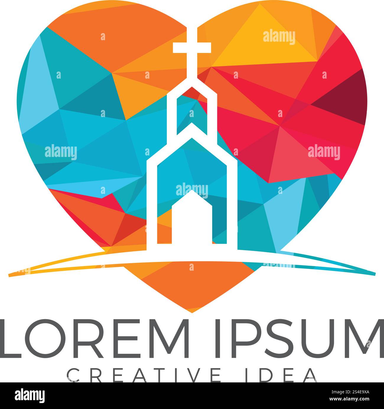 Heart with church building logo design. Template logo for churches and ...
