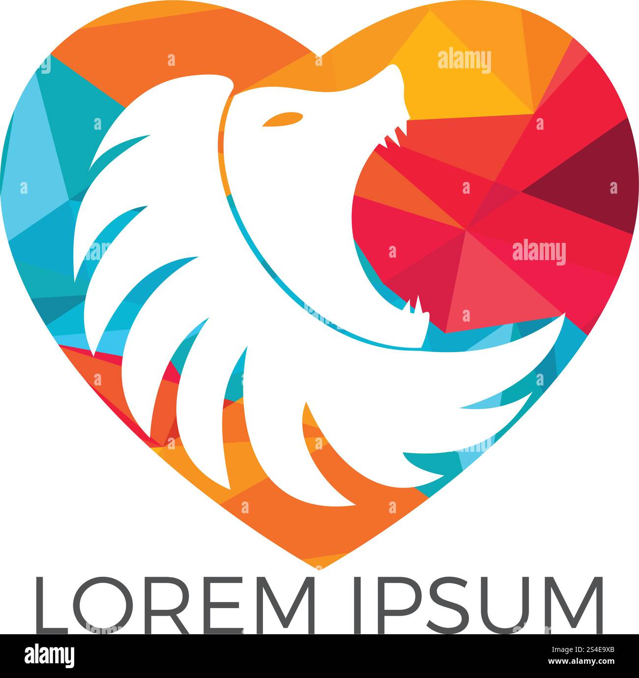 Lion heart shape logo vector. Wild lion head graphic illustration Stock ...