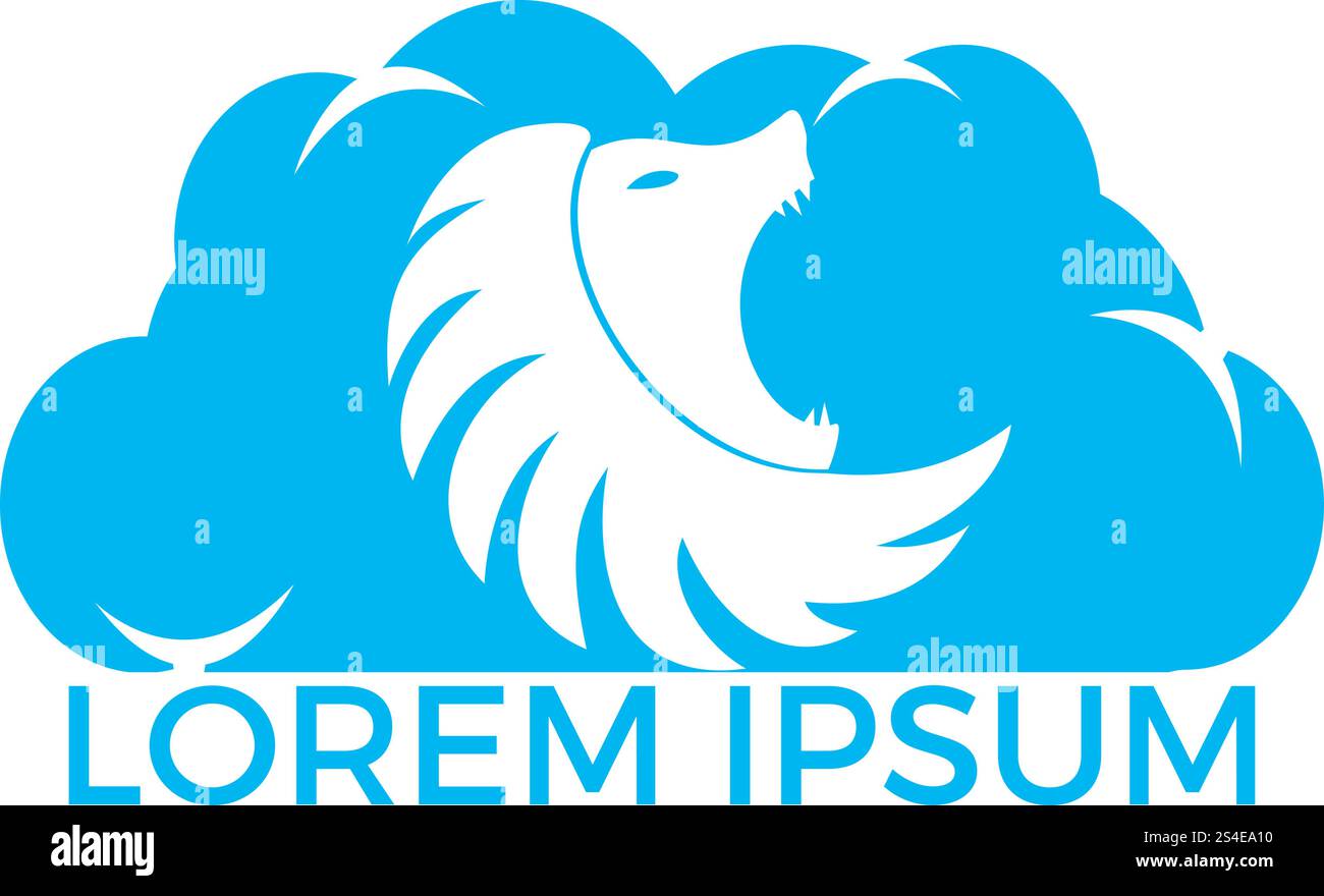 Lion head and cloud logo vector. Wild lion head graphic illustration ...