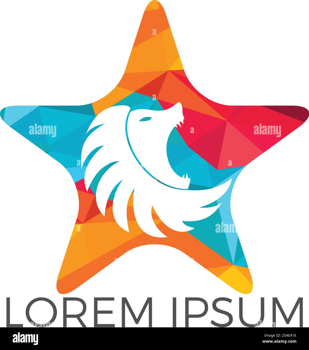 Lion head star shape logo design. Wild lion head graphic illustration ...