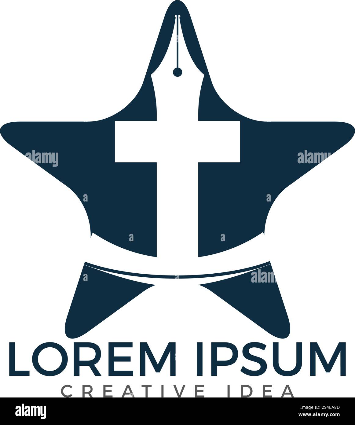Star christian church vector logo design. Crucifixion and pen nib icon ...