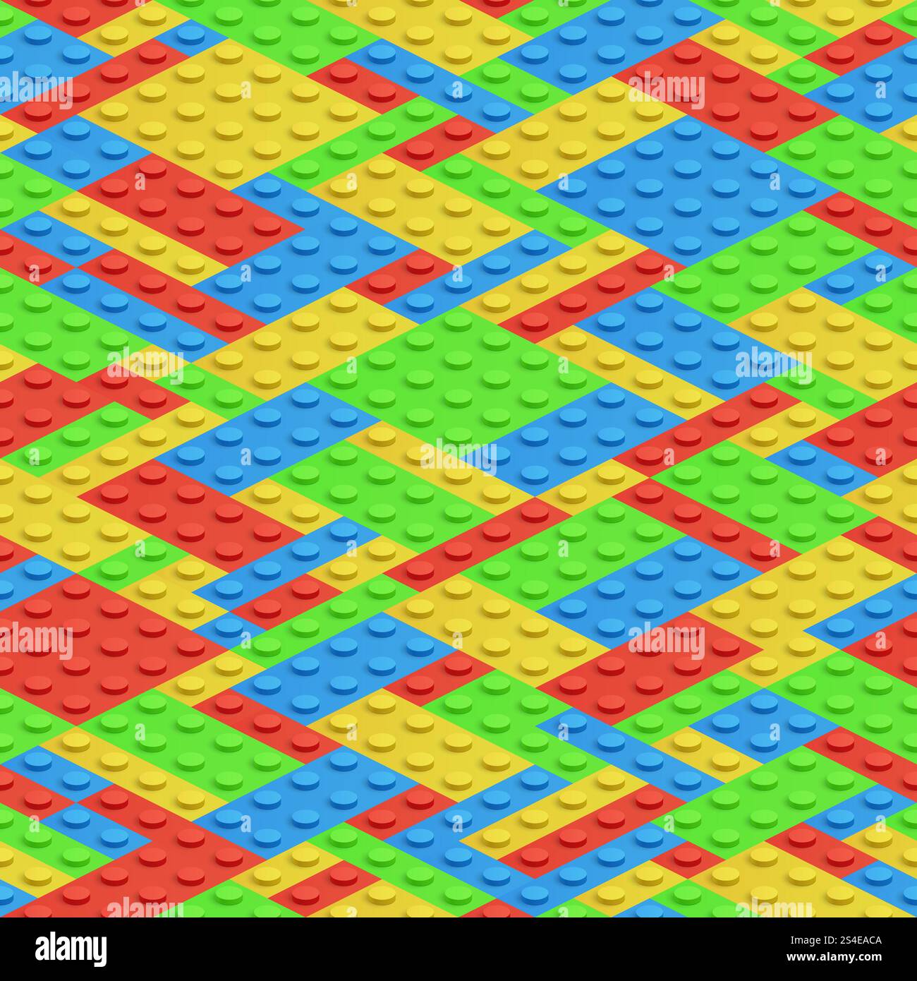 Plastic building blocks, 3d bricks vector seamless pattern. Geometric ...