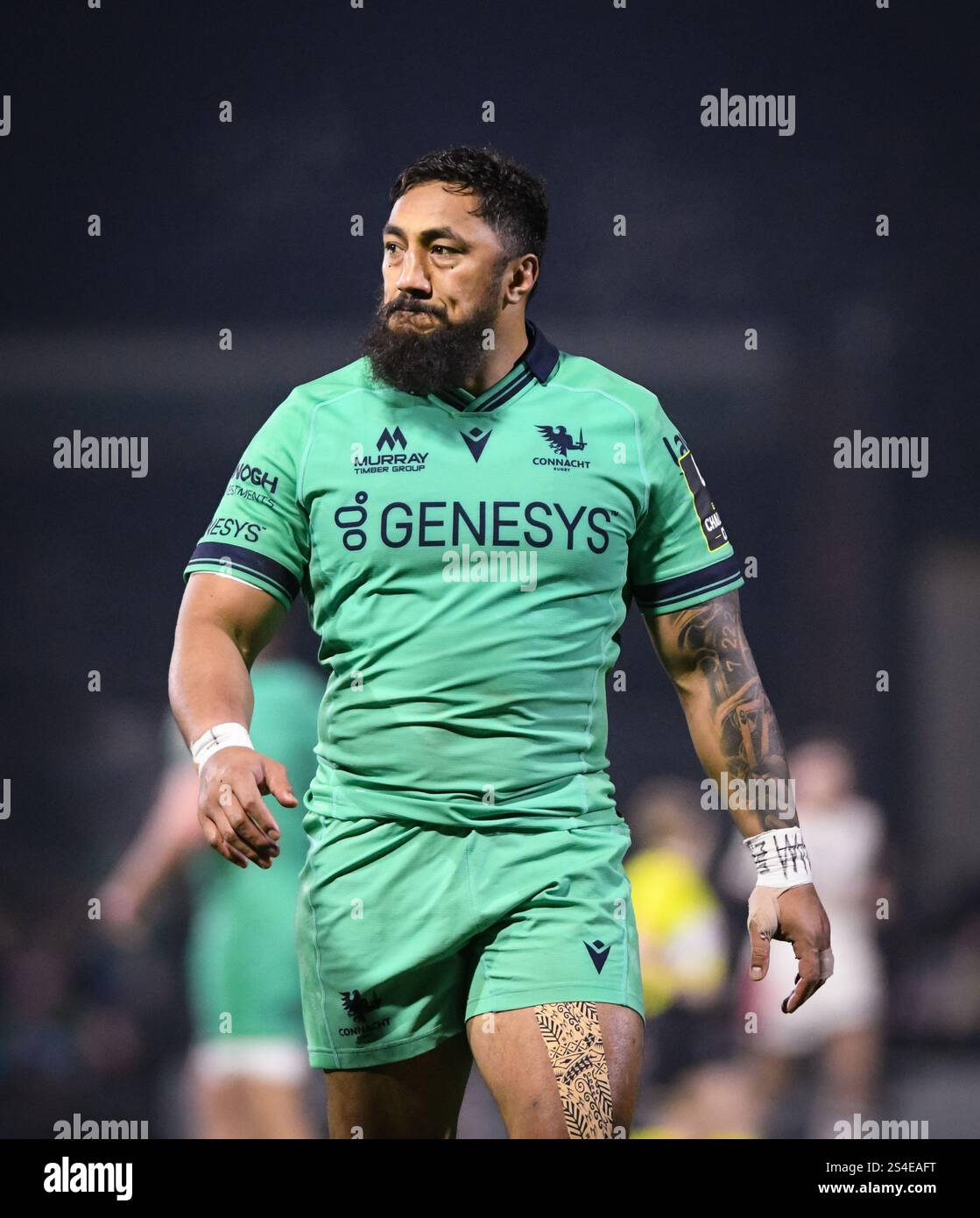 Galway, Ireland. 11th January, 2025. Connacht's Bundee Aki during the ...