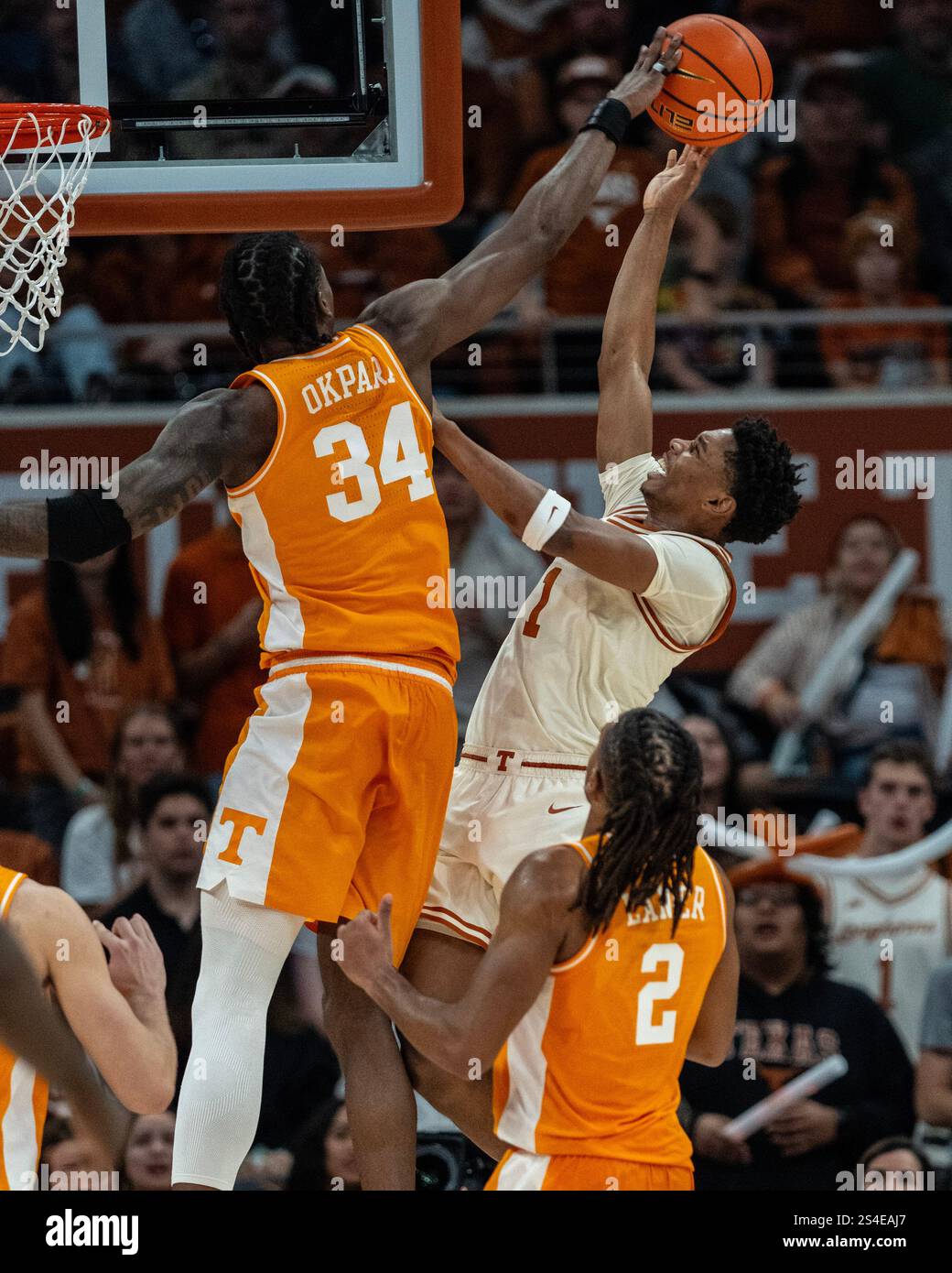 Jan 11, 2025. Felix Okpara (34) of the Tennessee Volunteers in action ...
