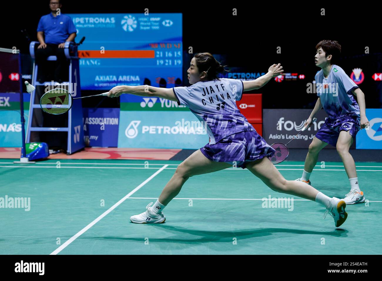 Kuala Lumpur, Malaysia. 11th Jan, 2025. Jia Yi Fan (L) and Zhang Shu Xian of China play against ...