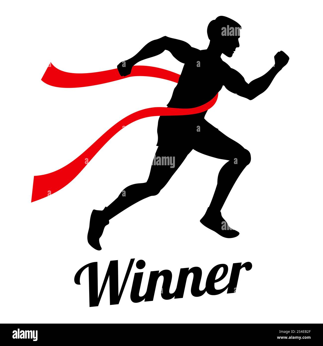 Winner runner crossing finish line, sports champion vector concept. Man runner on finnish ...