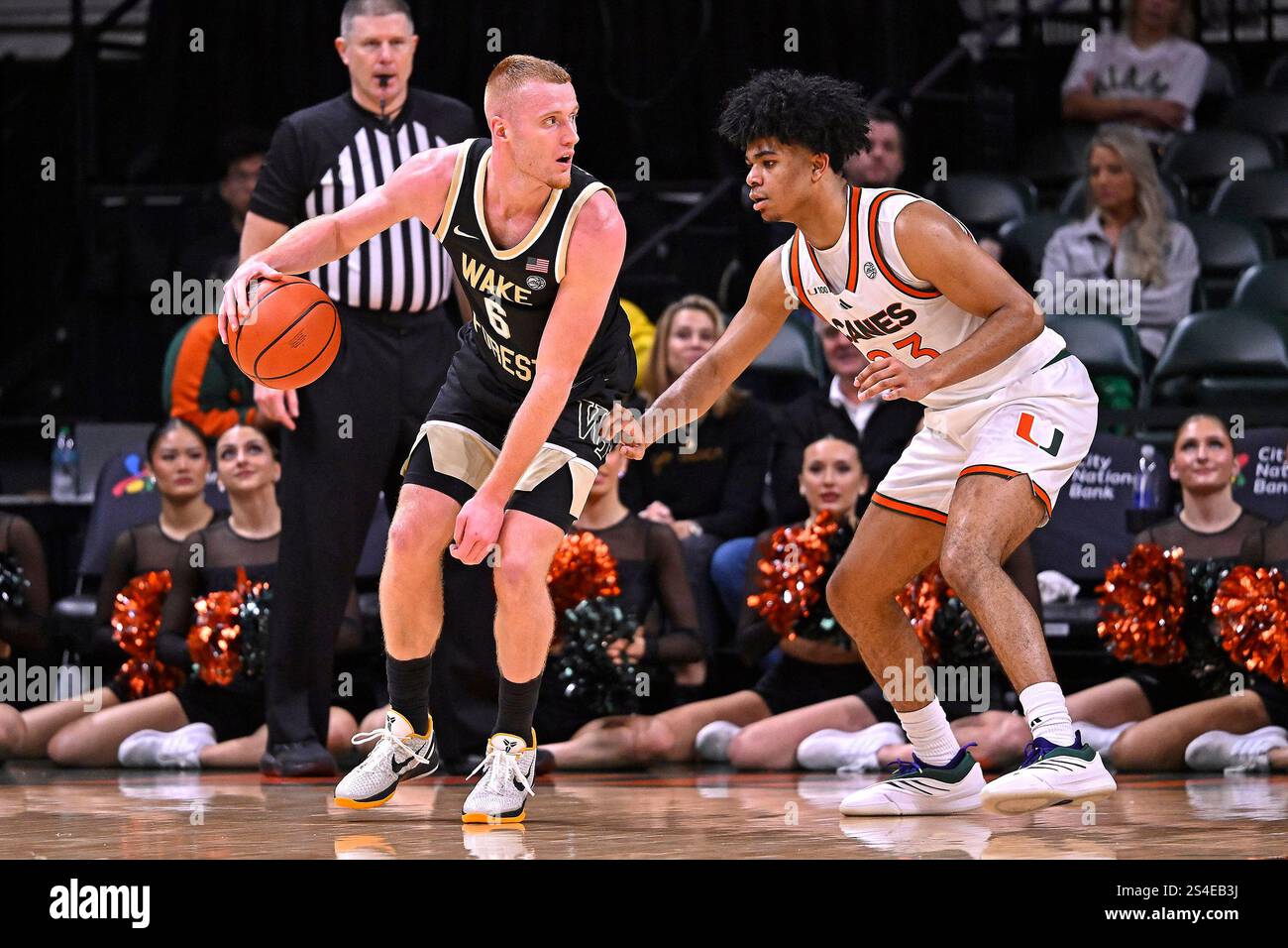 CORAL GABLES, FL - JANUARY 11: Wake Forest guard Cameron Hildreth (6 ...