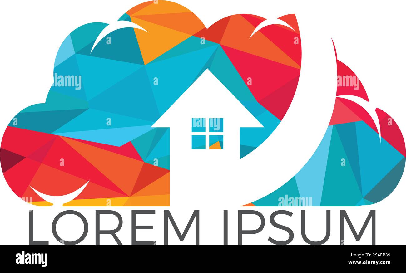 Modern cloud home vector design. Cloud storage home vector logo Stock Vector Image & Art - Alamy