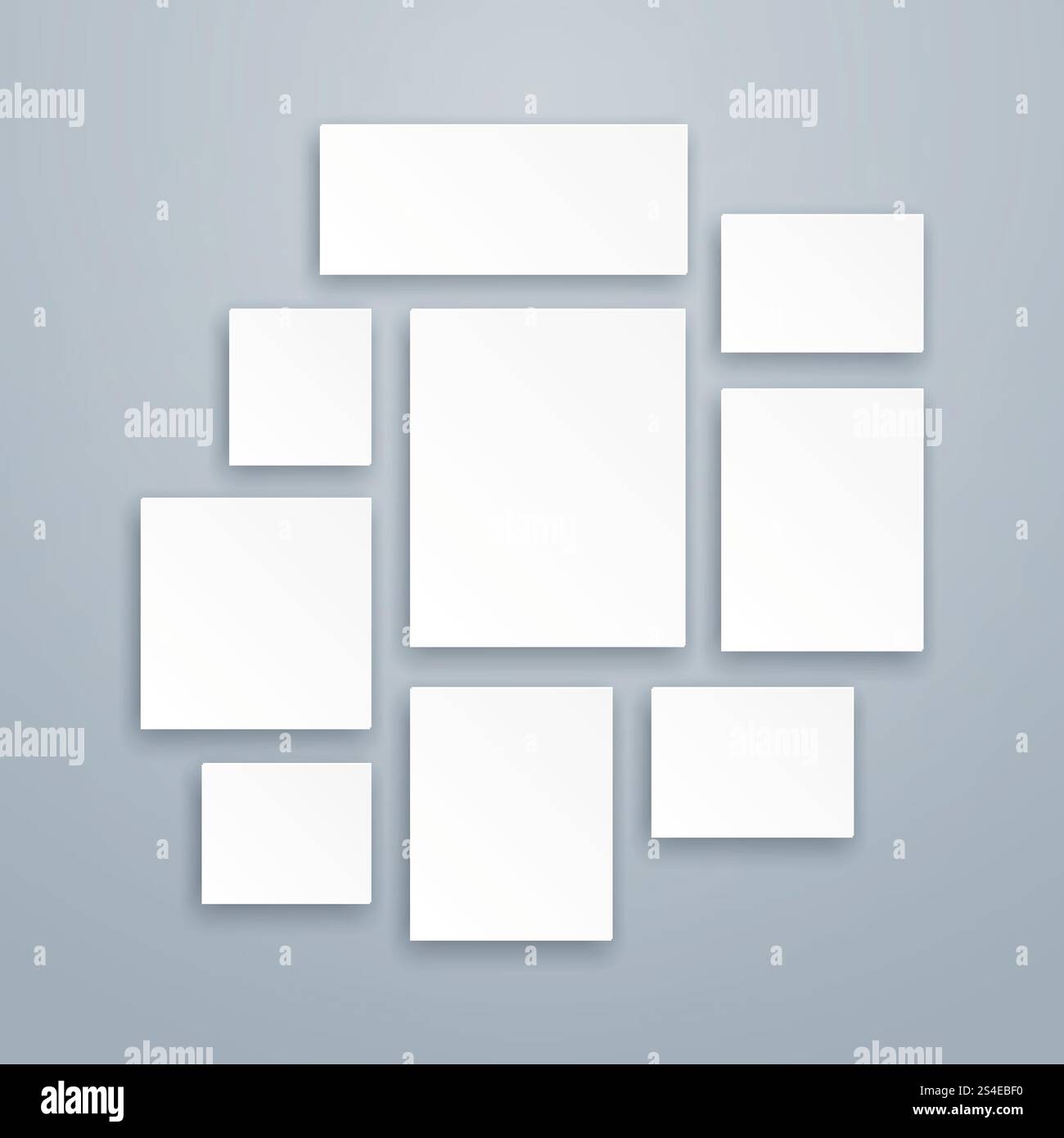 Blank white 3d paper canvas or photo frames. Vector posters mockups ...