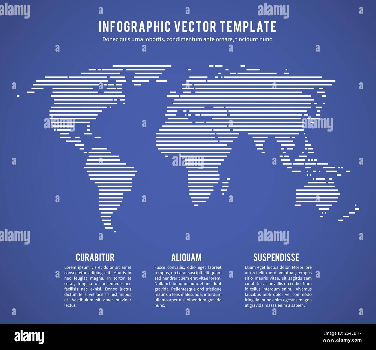 Abstract world map with horizontal line texture vector template for ...