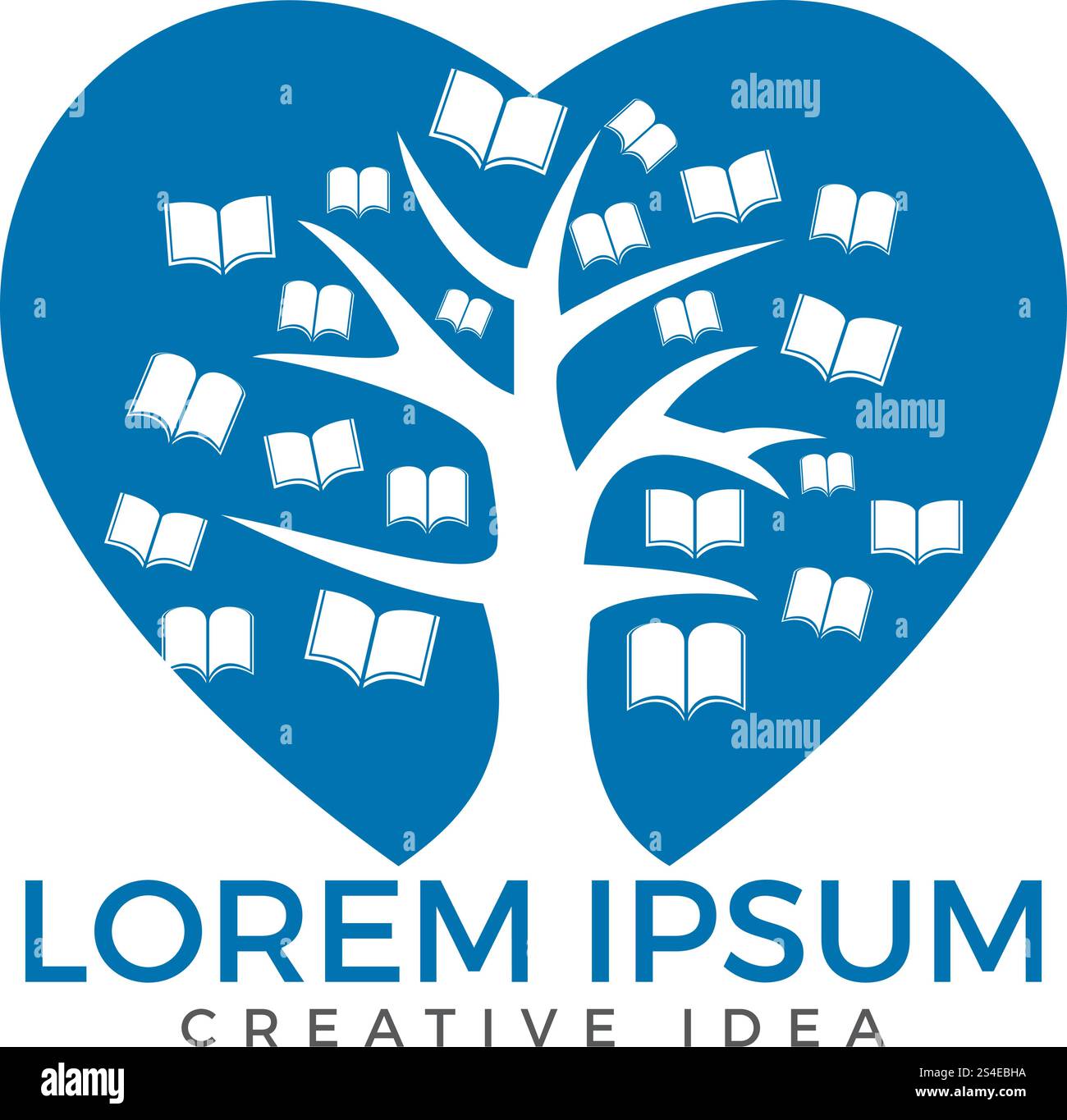 Education tree and books logo design. Heart sign icon. Institutional ...