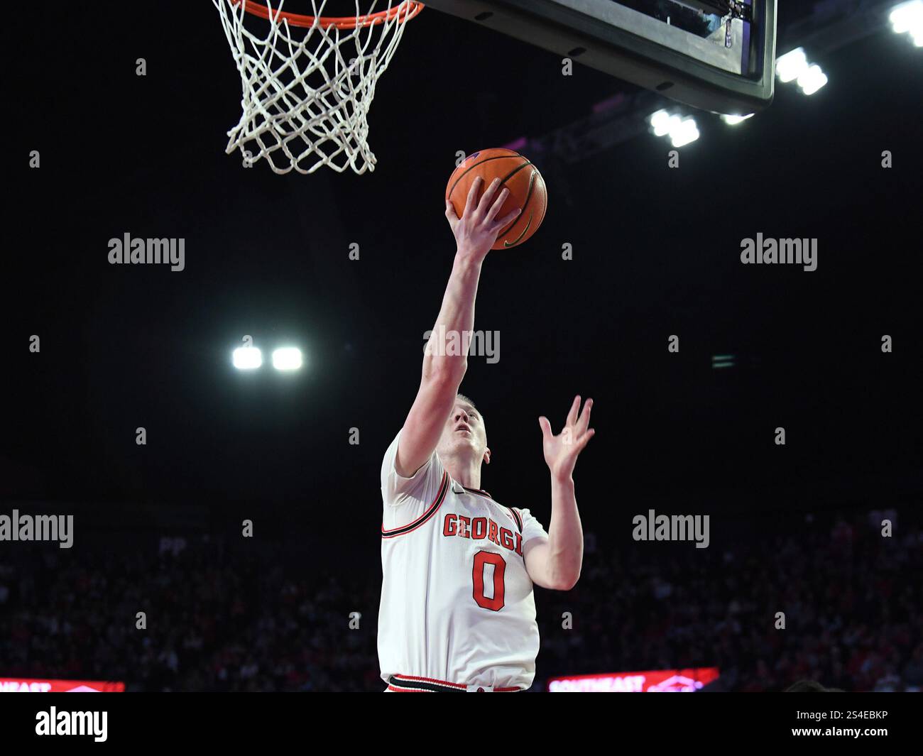 ATHENS, GA - JANUARY 11: Georgia Bulldogs guard Blue Cain (0) lays the ...