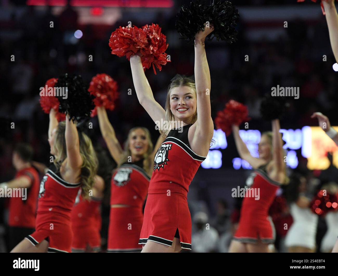 ATHENS, GA - JANUARY 11: A Georgia Bulldogs cheerleader performs during ...