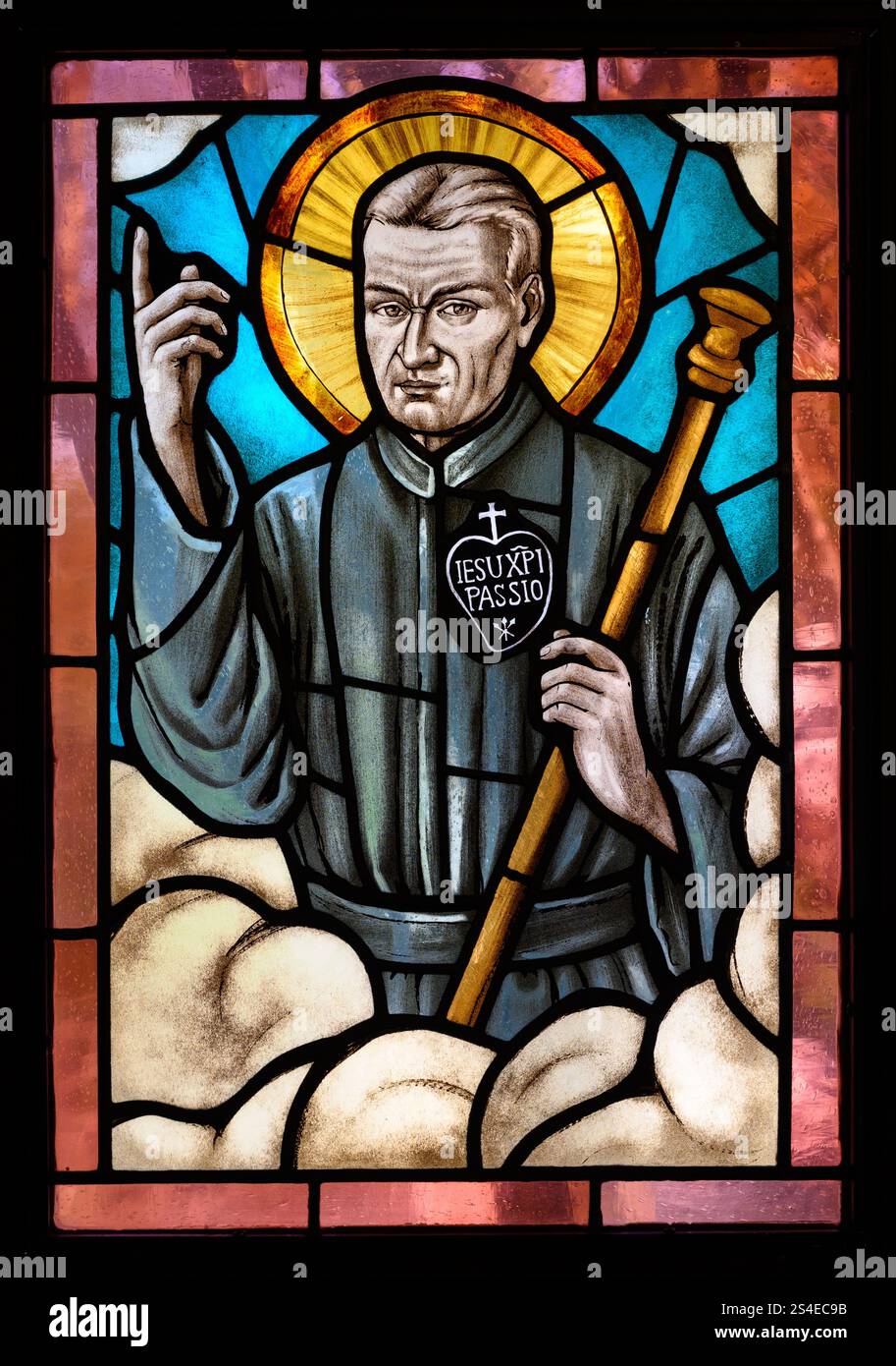 Saint Paul of the Cross, founder of the Passionists. A stained-glass ...