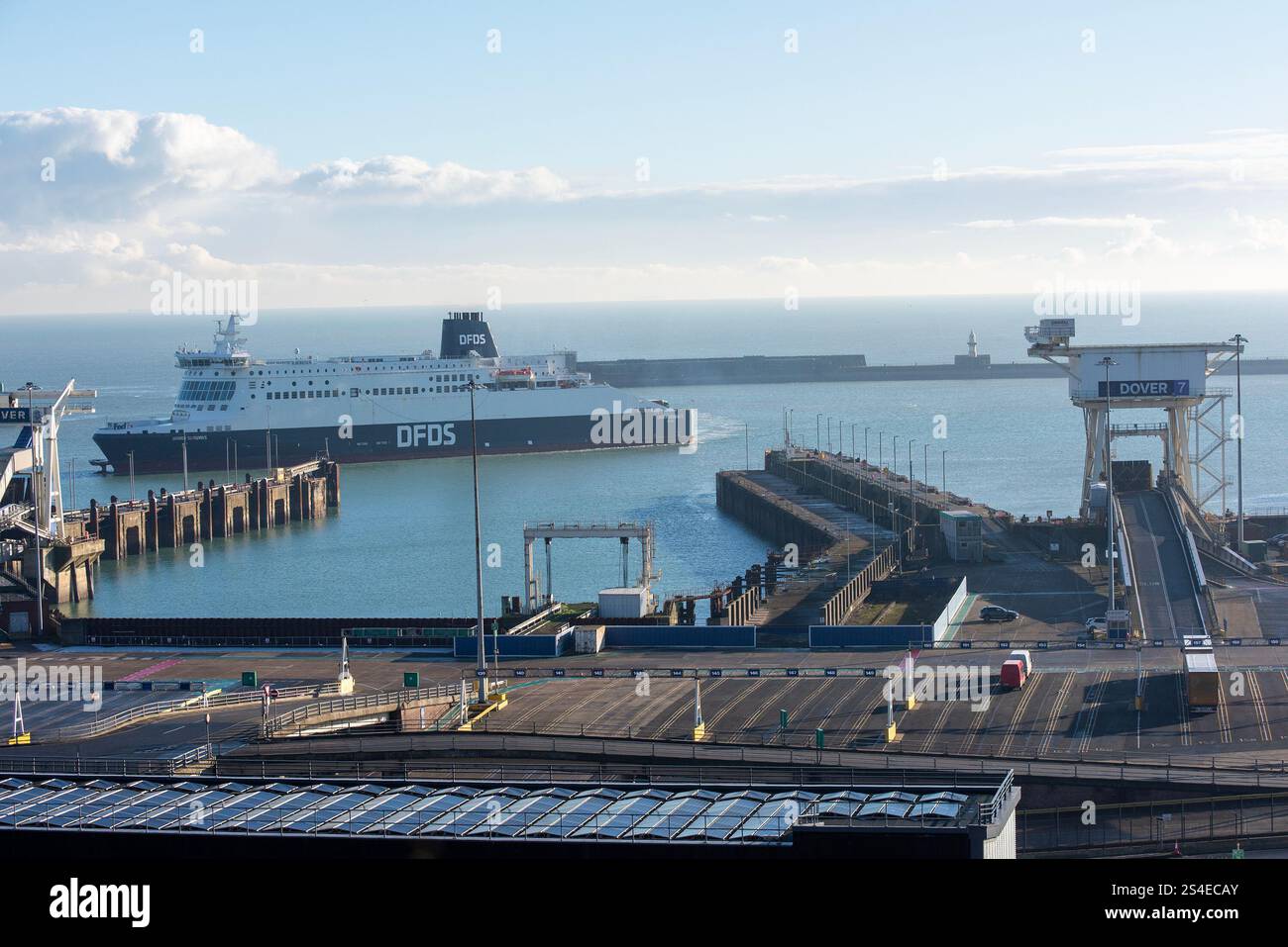 DFDS Seaways ferryboat goes to the dock after the arrival to Port of ...