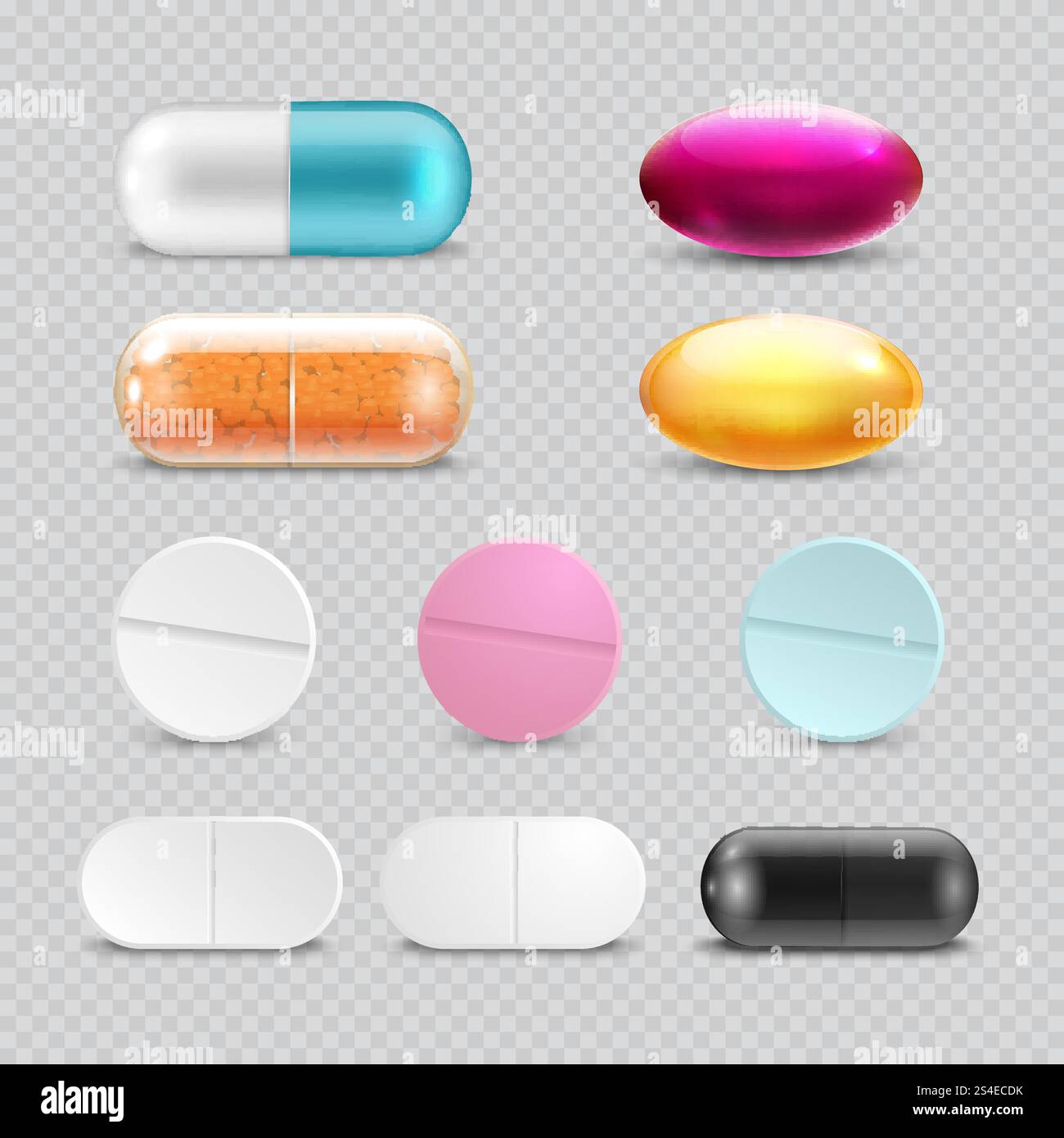 Medicine painkiller pills, pharmaceutical antibiotics drugs vector. Set ...