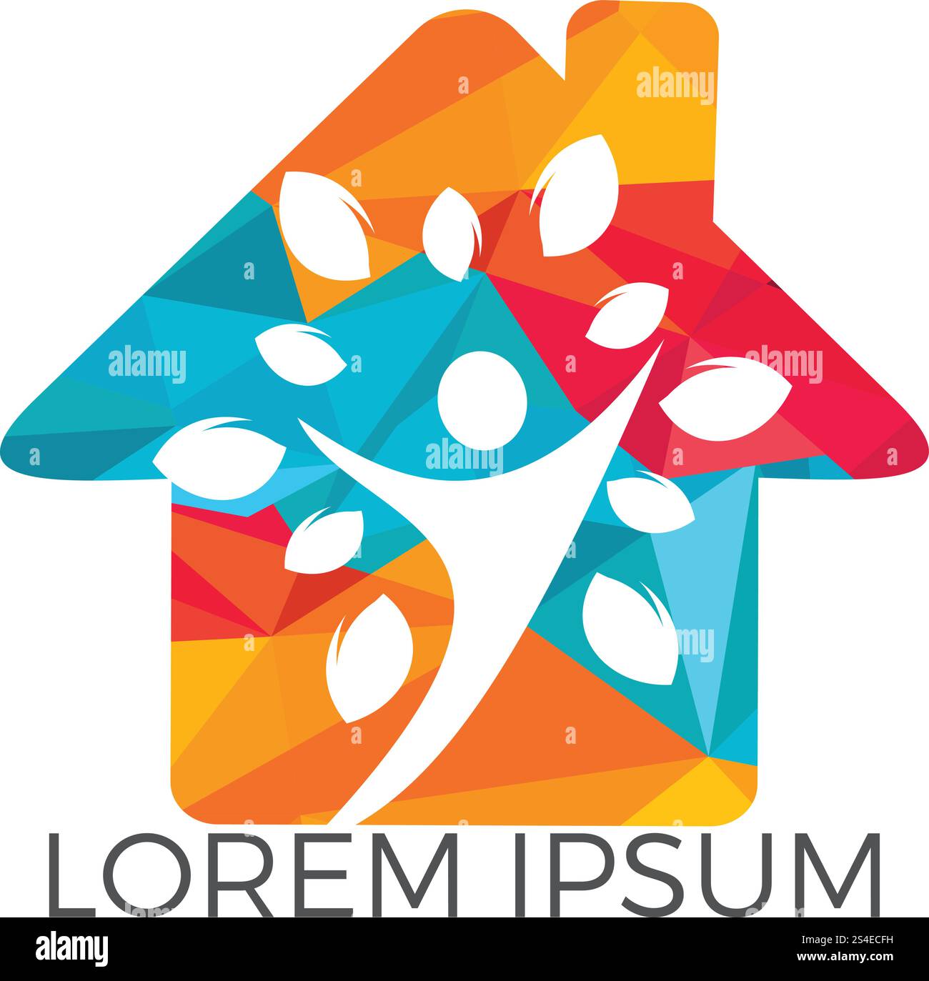 Human life logo icon of abstract people tree and house vector. Family ...