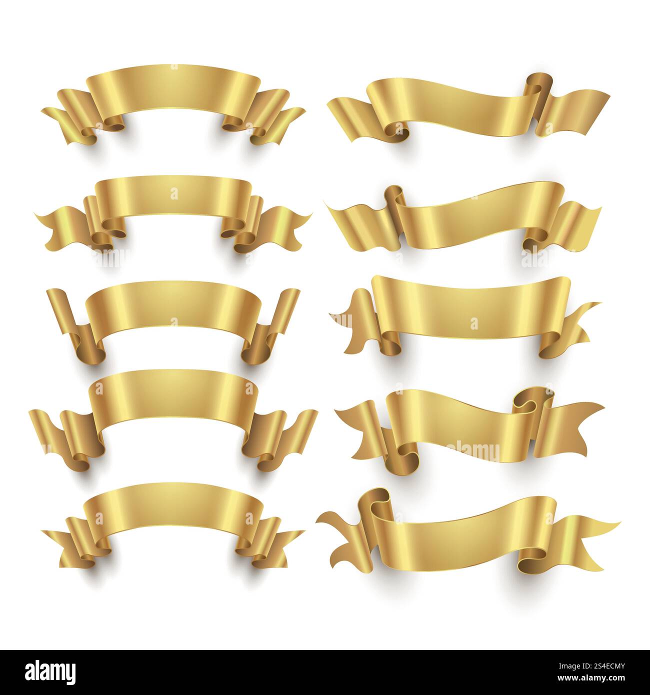 Golden ribbons and gold award banners vector. Set of ribbon banner ...