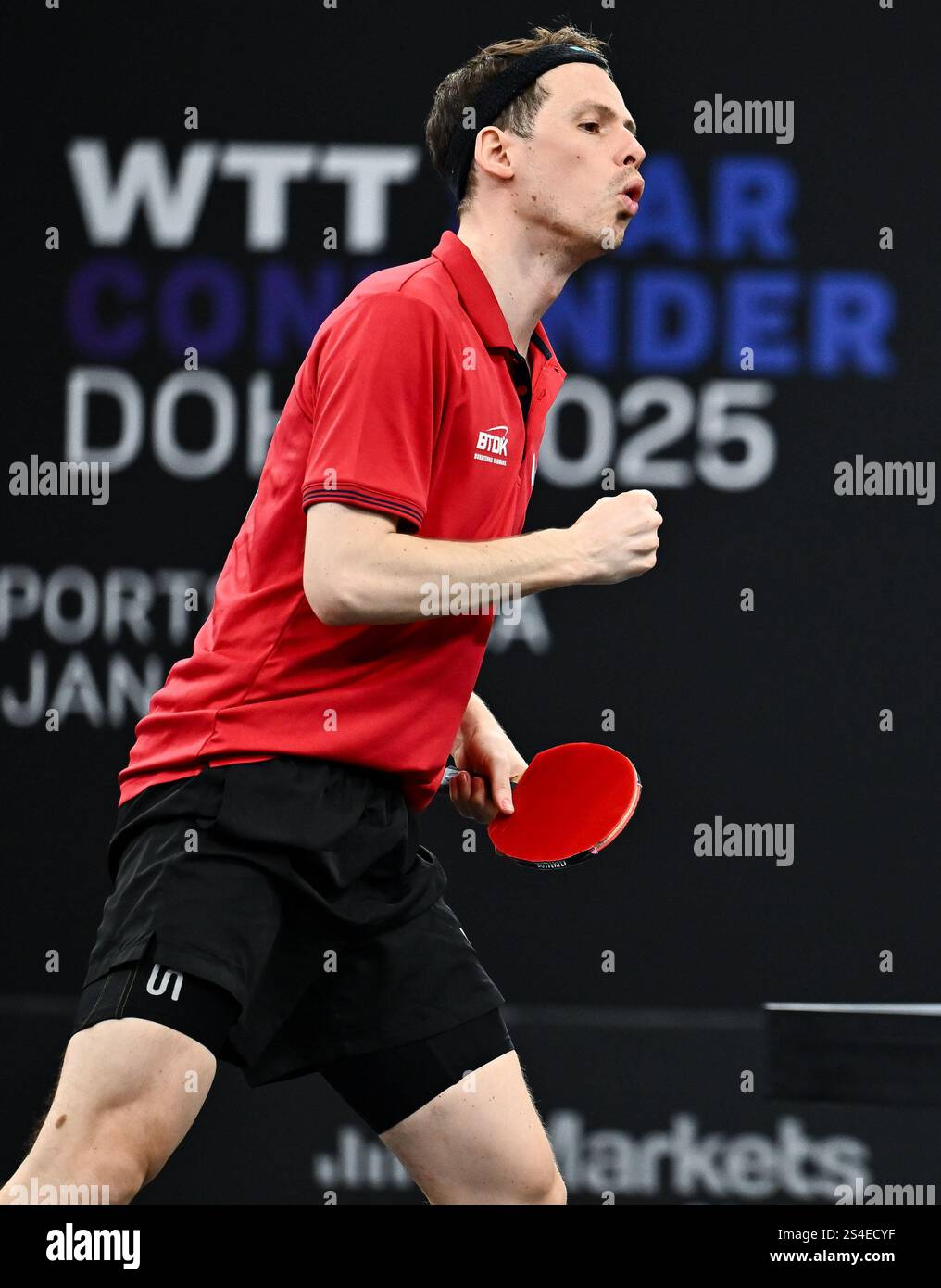 Doha, Qatar. 11th Jan, 2025. Jonathan Groth celebrates scoring during ...