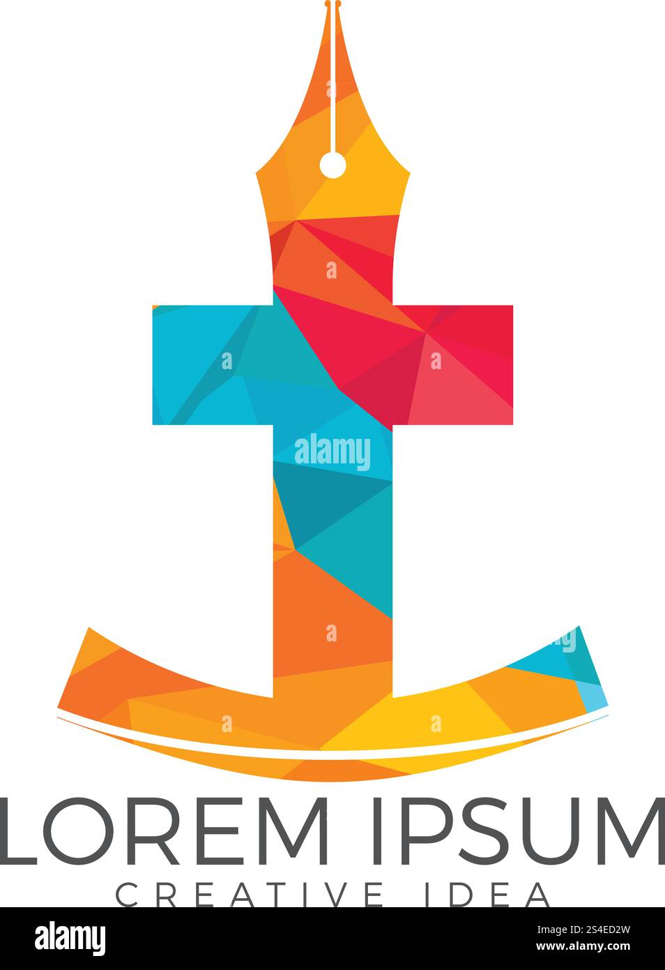 Christian church vector logo design. Crucifixion and pen nib icon ...