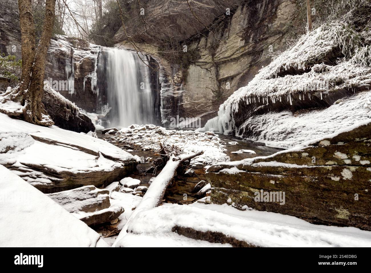 Looking Glass Falls in winter - Pisgah National Forest - near Brevard ...
