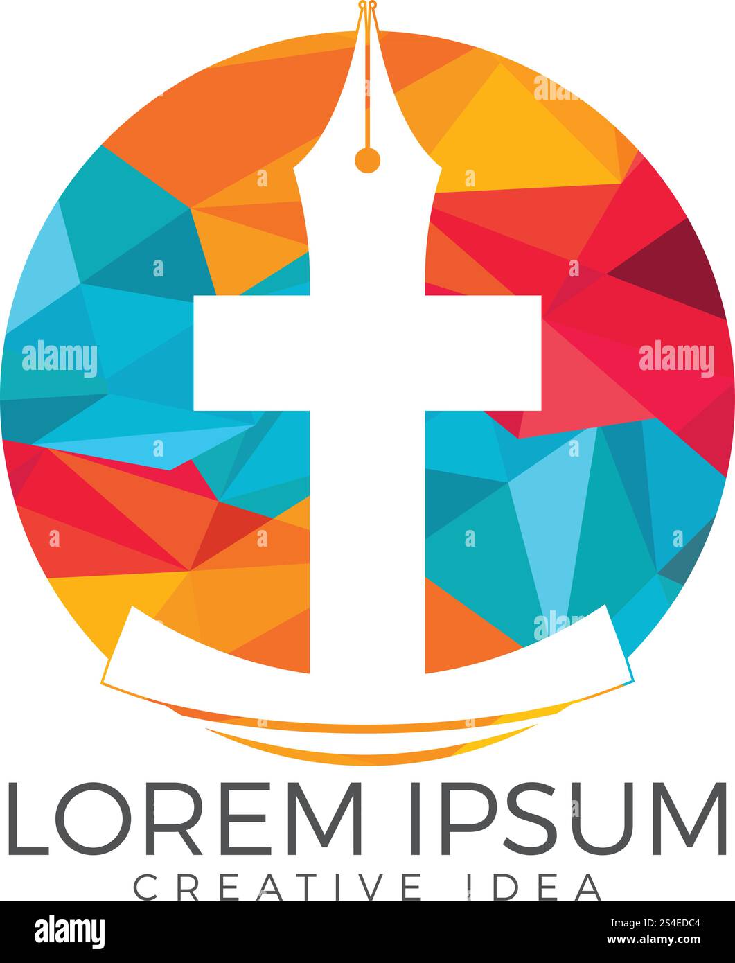 Christian church vector logo design. Crucifixion and pen nib icon ...