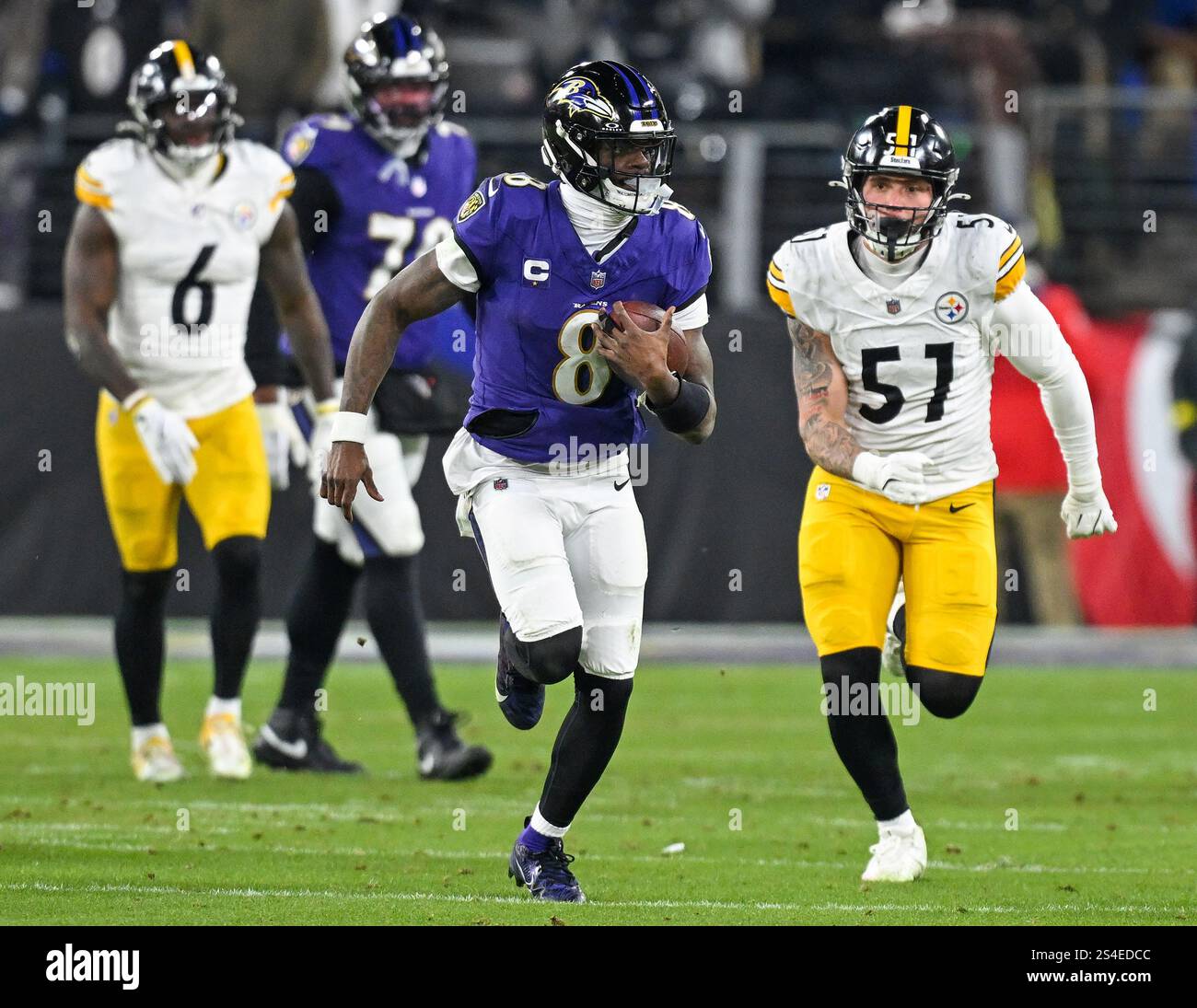 Baltimore, United States. 11th Jan, 2025. Baltimore Ravens quarterback ...