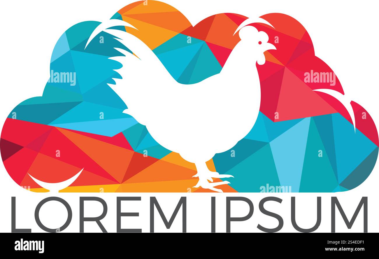 Hen and cloud vector logo design. Logo, sign, icon for groceries, meat ...