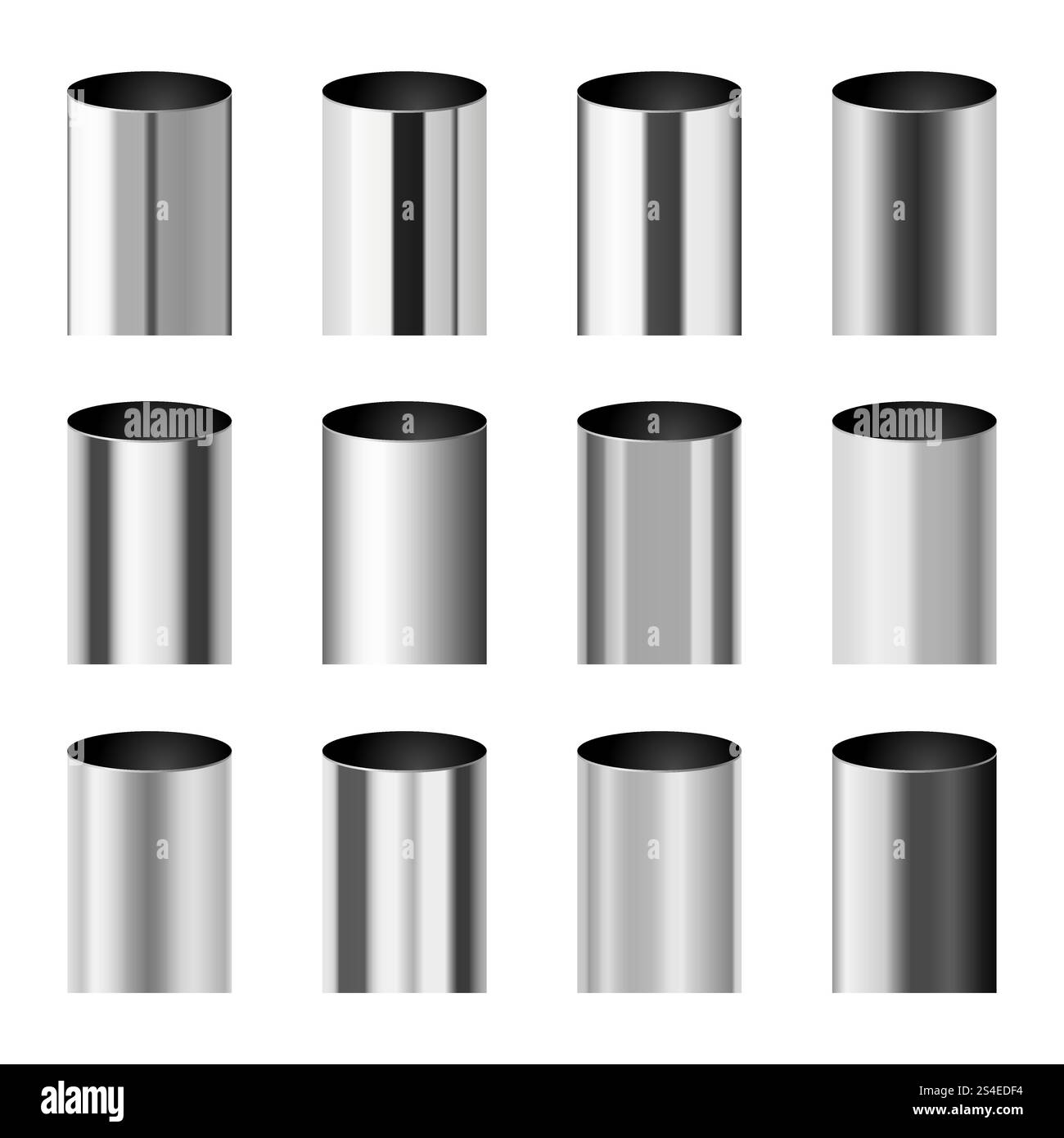 Chrome metal polished gradients corresponding to cylinder pipe vector ...