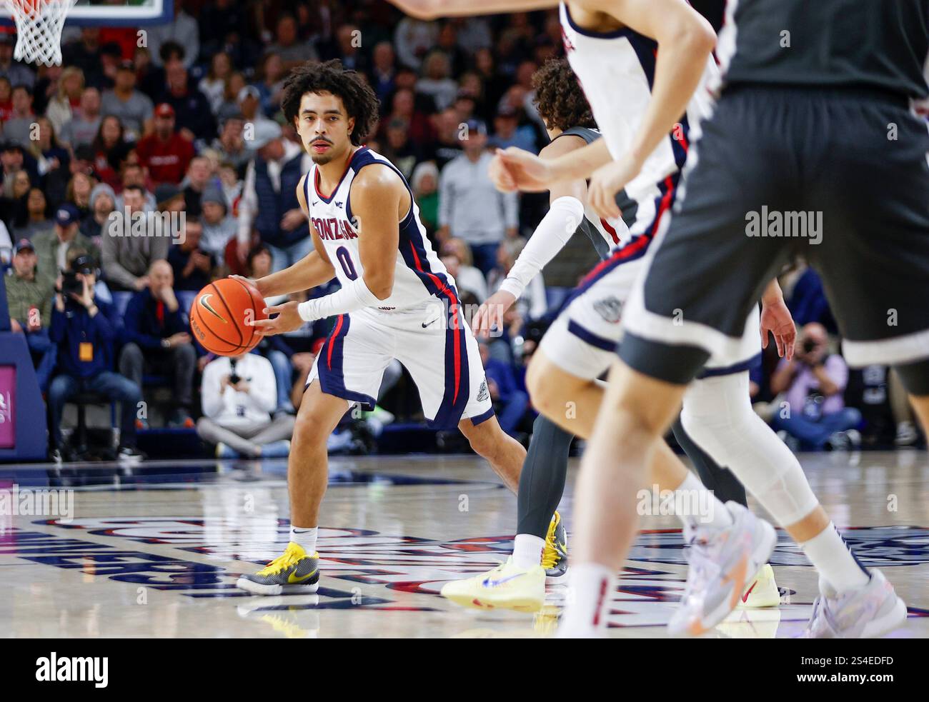 SPOKANE, WA - JANUARY 11: Gonzaga Bulldogs guard Ryan Nembhard (0 ...