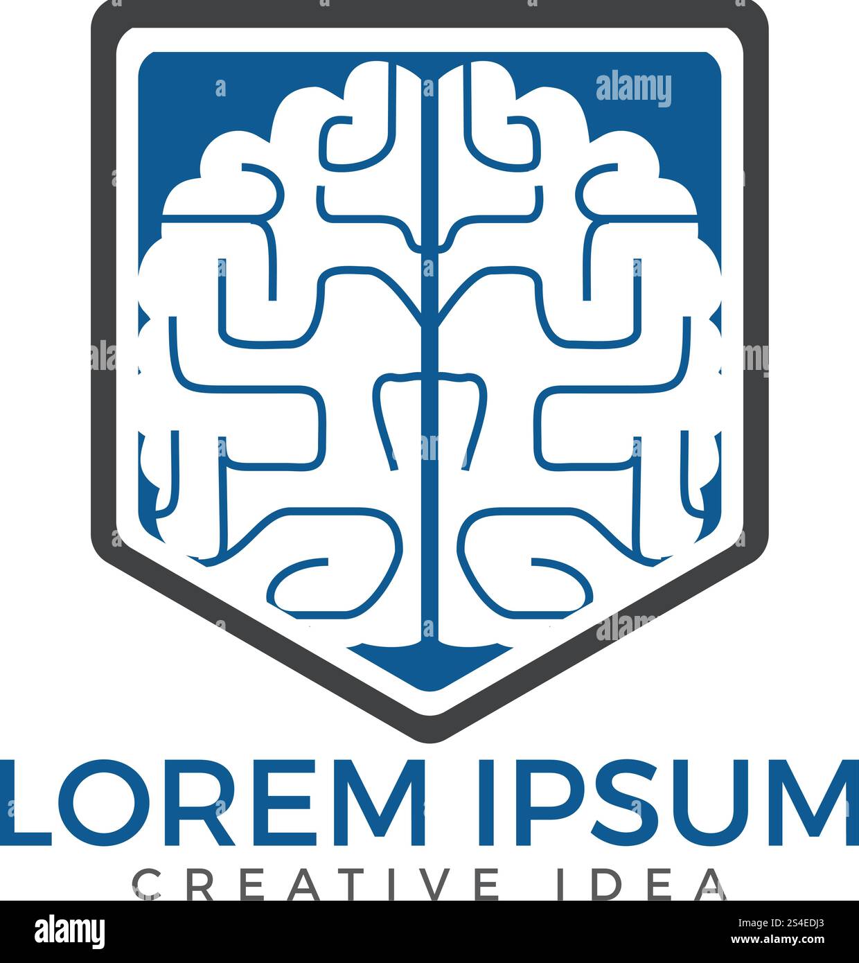 Creative brain shield logo design. Think idea concept.Brainstorm power ...