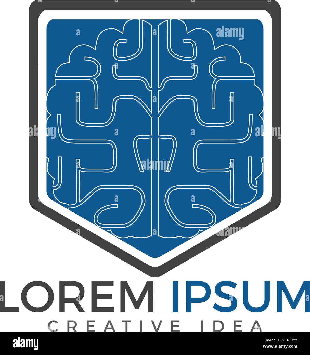 Creative brain shield logo design. Think idea concept.Brainstorm power ...