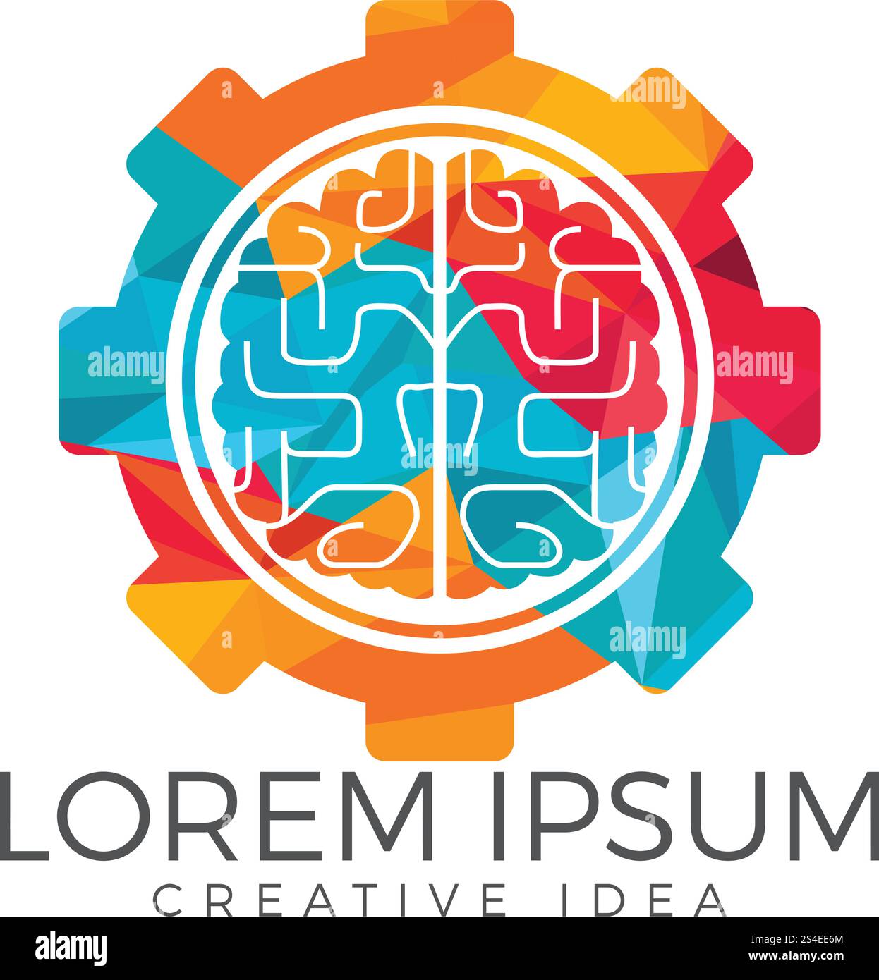 Brain and gear cog logo design. Education and mechanic symbol or icon ...