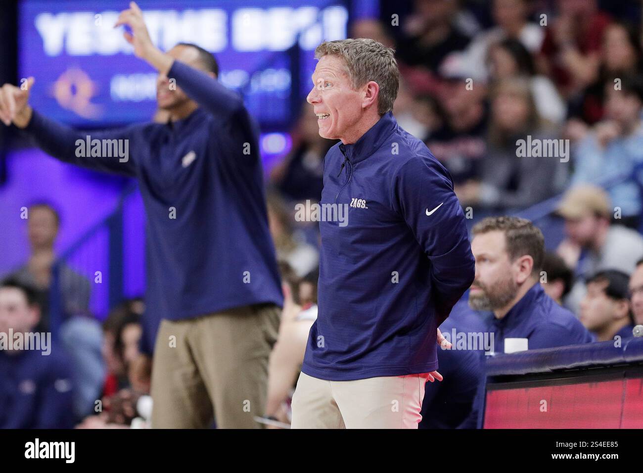 Gonzaga head coach Mark Few directs his team during the first half of ...