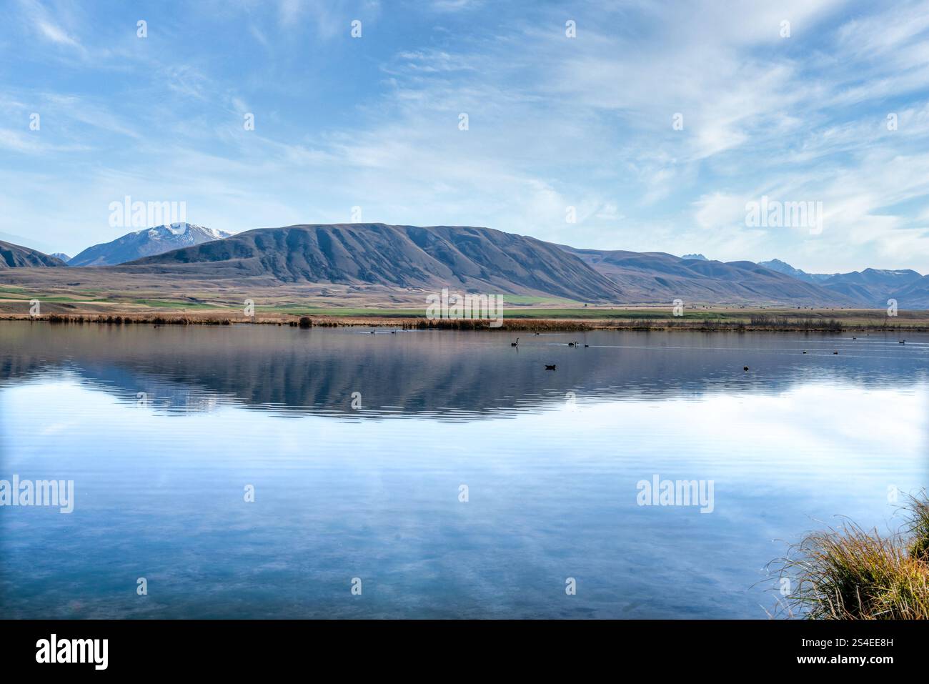 The arid extreme countryside around the shore of alpine Lakes in the ...