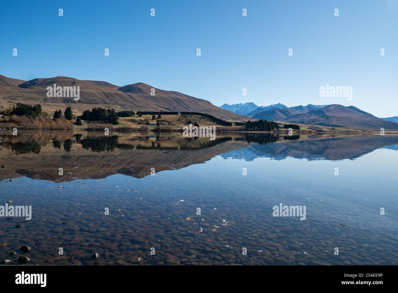 The arid extreme countryside around the shore of alpine Lakes in the ...