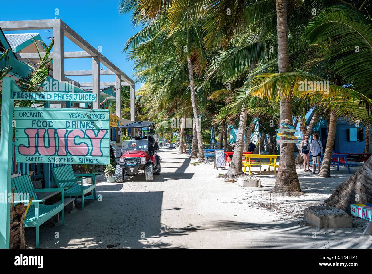 Caye Caulker, Belize: Sandy street scene on Caye Caulker, a laid-back ...