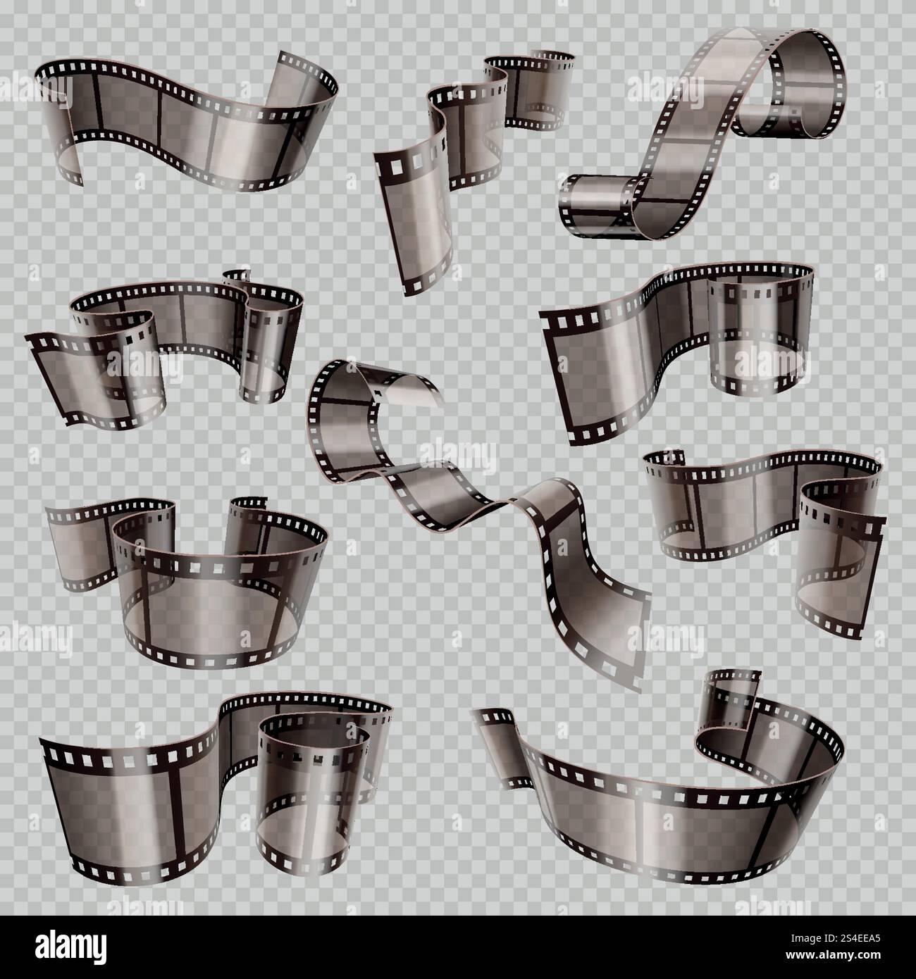 Old 3d movie film strip, foto slide isolated on transparent background ...