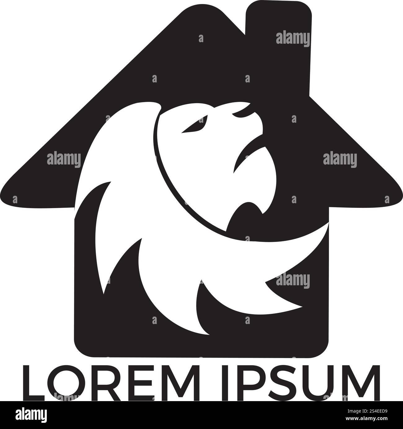 Lion and building logo vector. Wild lion head graphic illustration ...