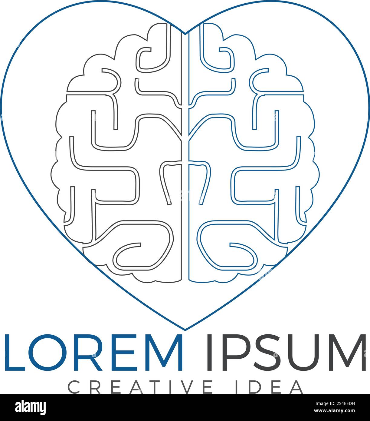 Creative brain heart shape logo design. Think idea concept.Brainstorm ...