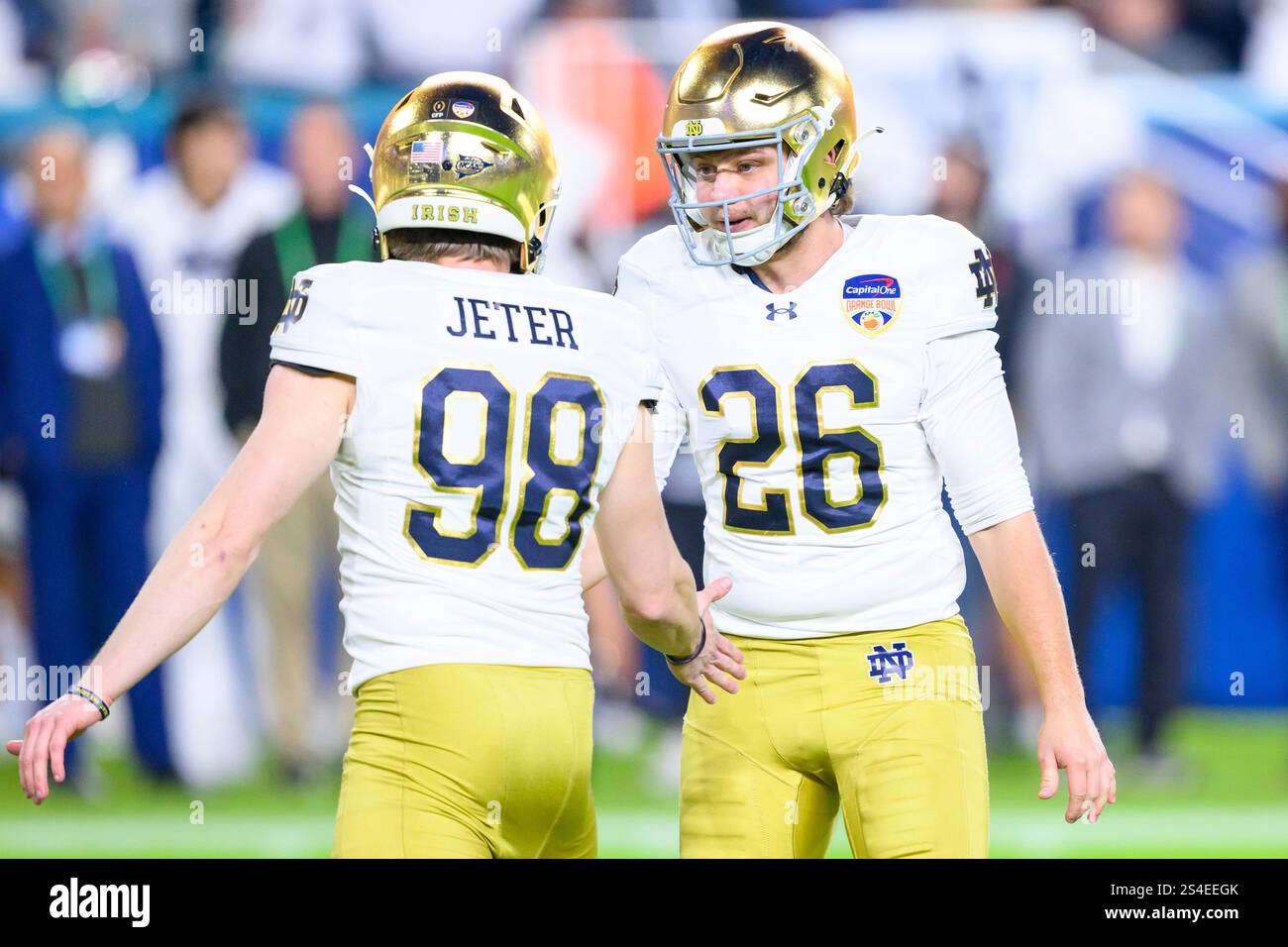 MIAMI GARDENS, FL - JANUARY 09: Kicker Chris Salerno #26 of the Notre ...