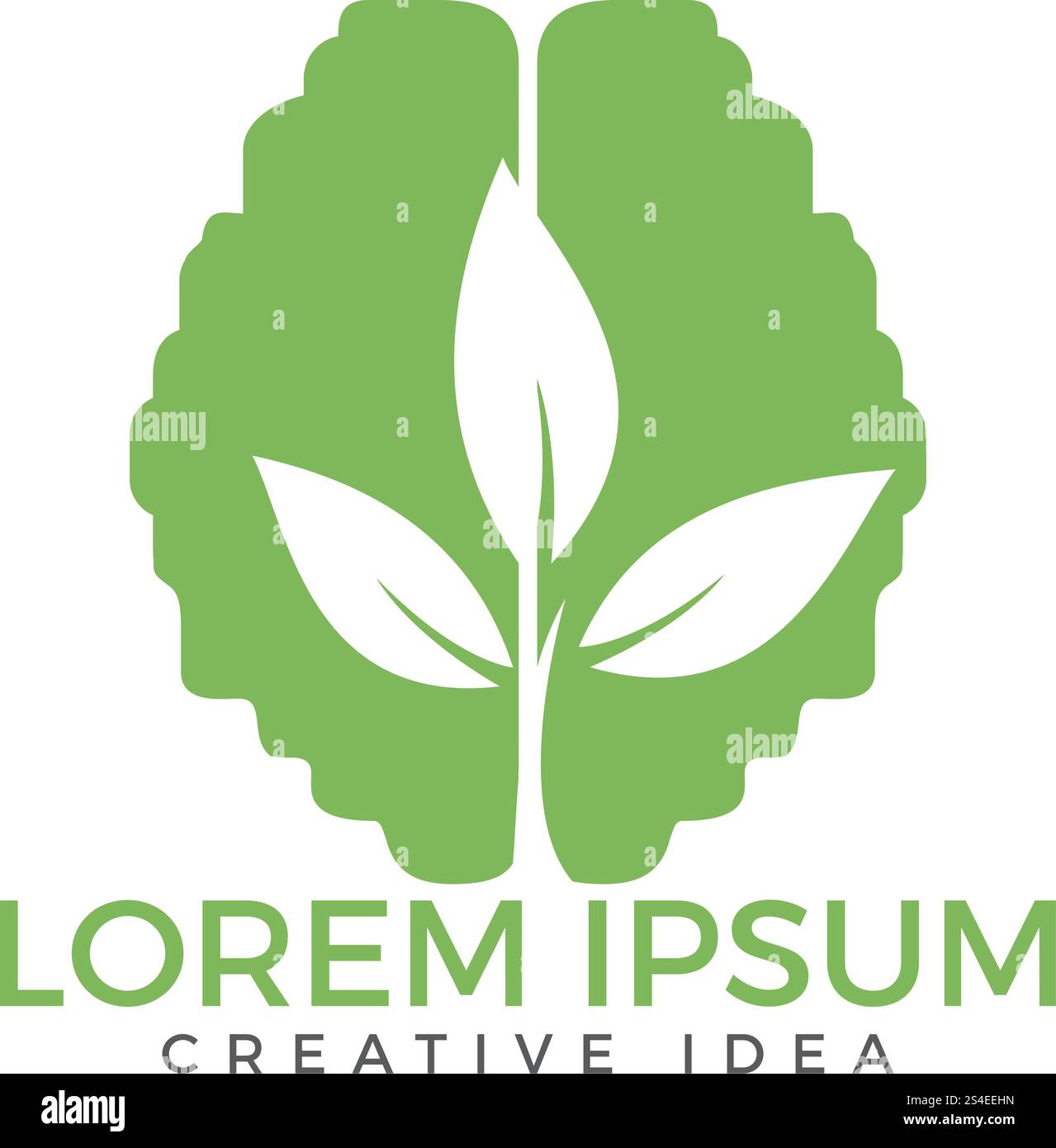 Green Brain tree logo design. Think Green label Stock Vector Image ...