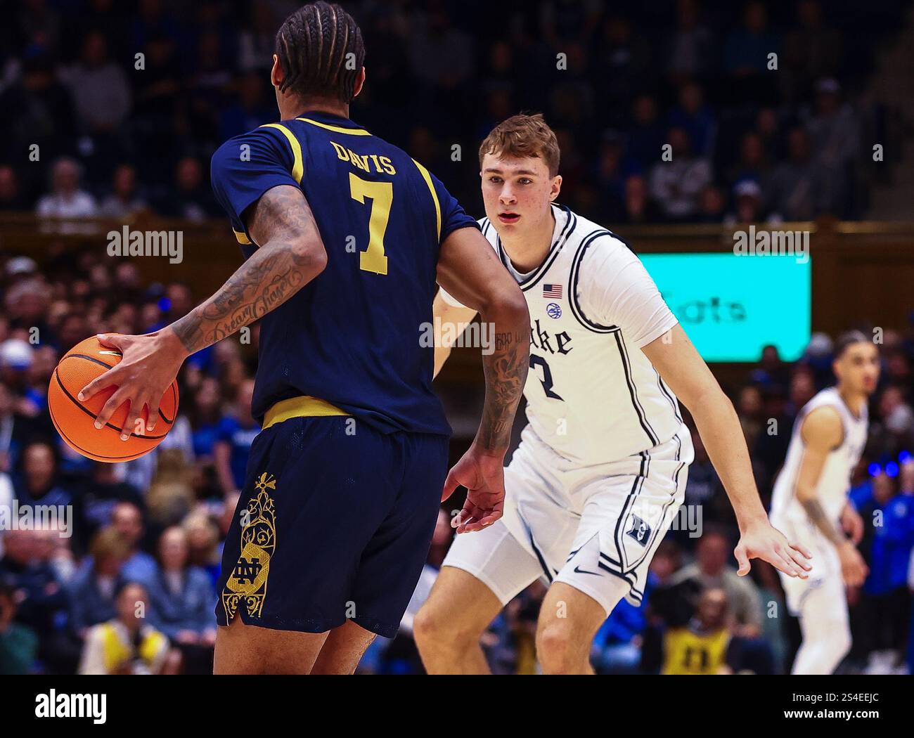 January 11, 2025: Duke guard Cooper Flagg (2) defends against Notre ...