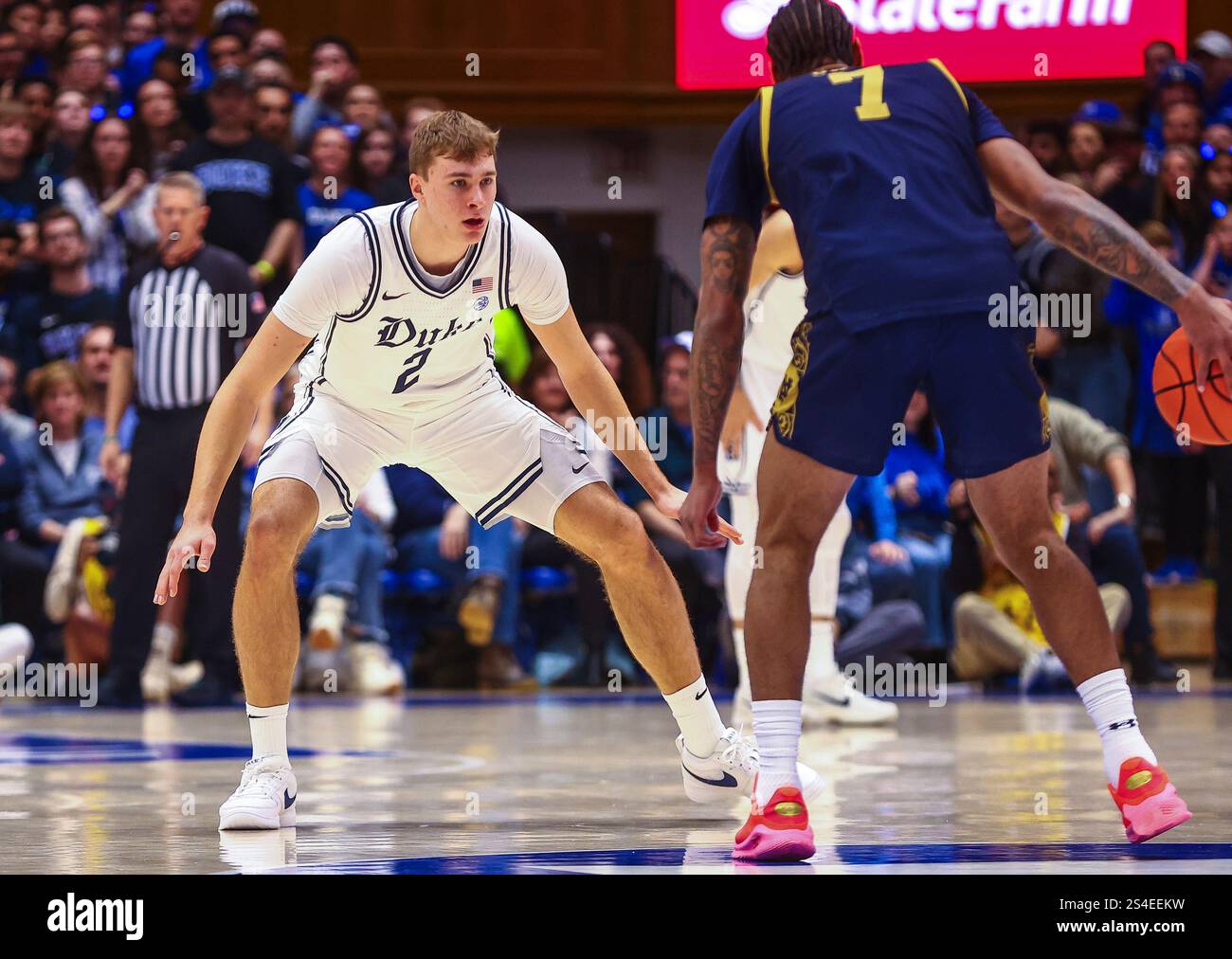January 11, 2025: Duke guard Cooper Flagg (2) defends against Notre ...