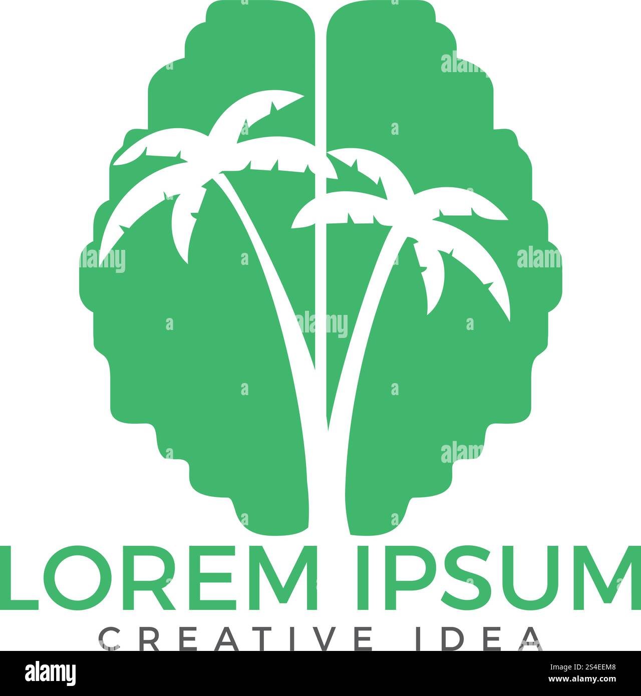 Green Brain tree logo design. Think Green label Stock Vector Image ...