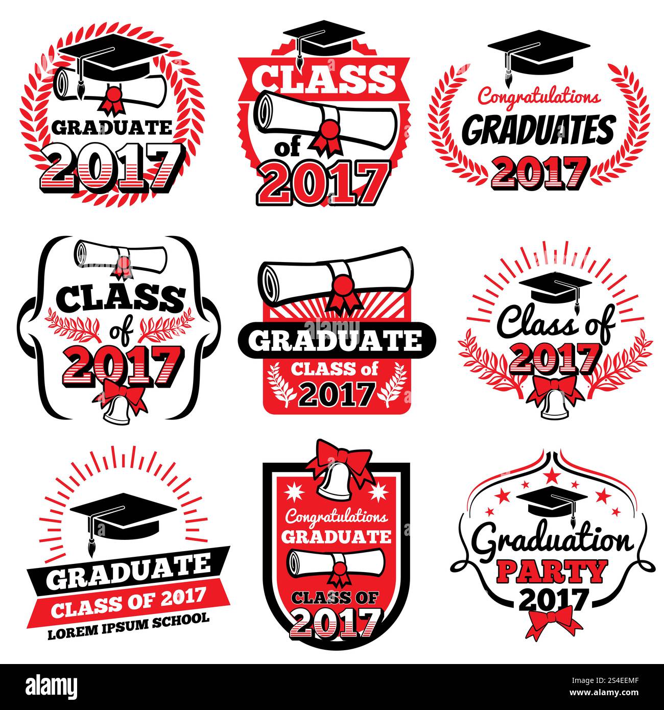 High school and college graduation, off to school vector logos and ...