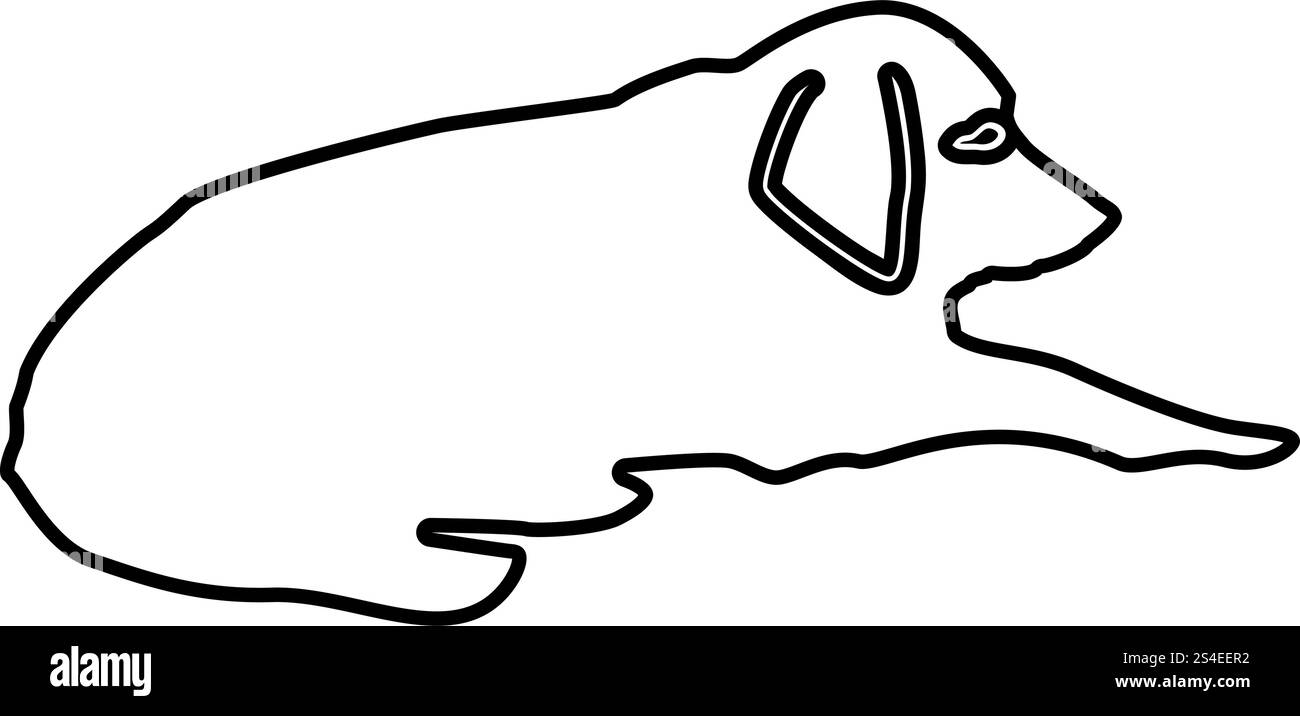 Dog lie on street Pet lying on ground Relaxed doggy icon black color ...