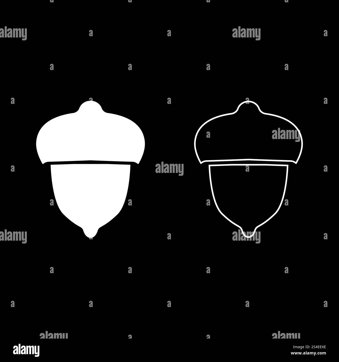 Acorn forest nut icon set white color vector illustration flat style simple image Stock Vector ...