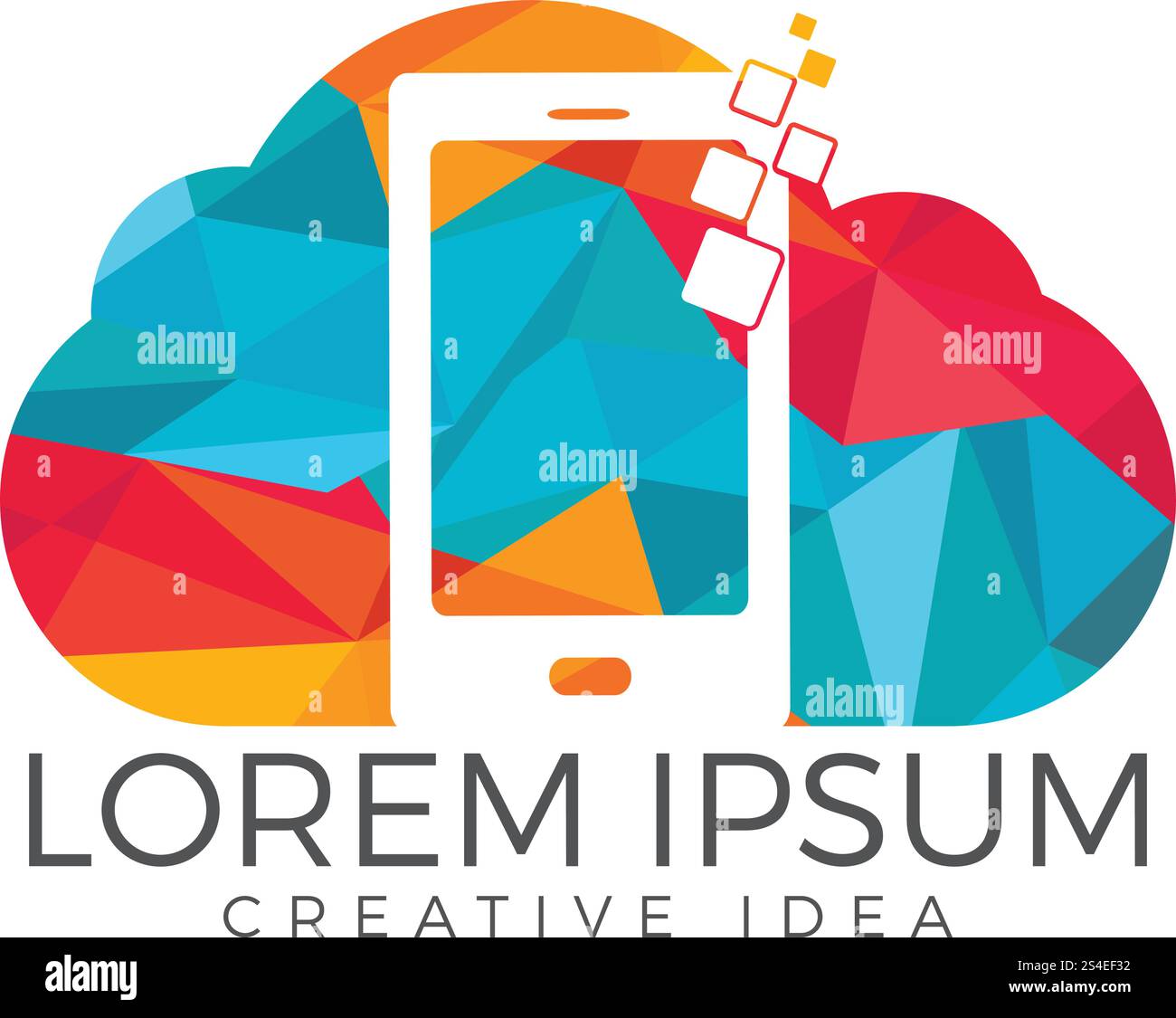 Cloud and Mobile phone logo design. Digital storage and computing ...