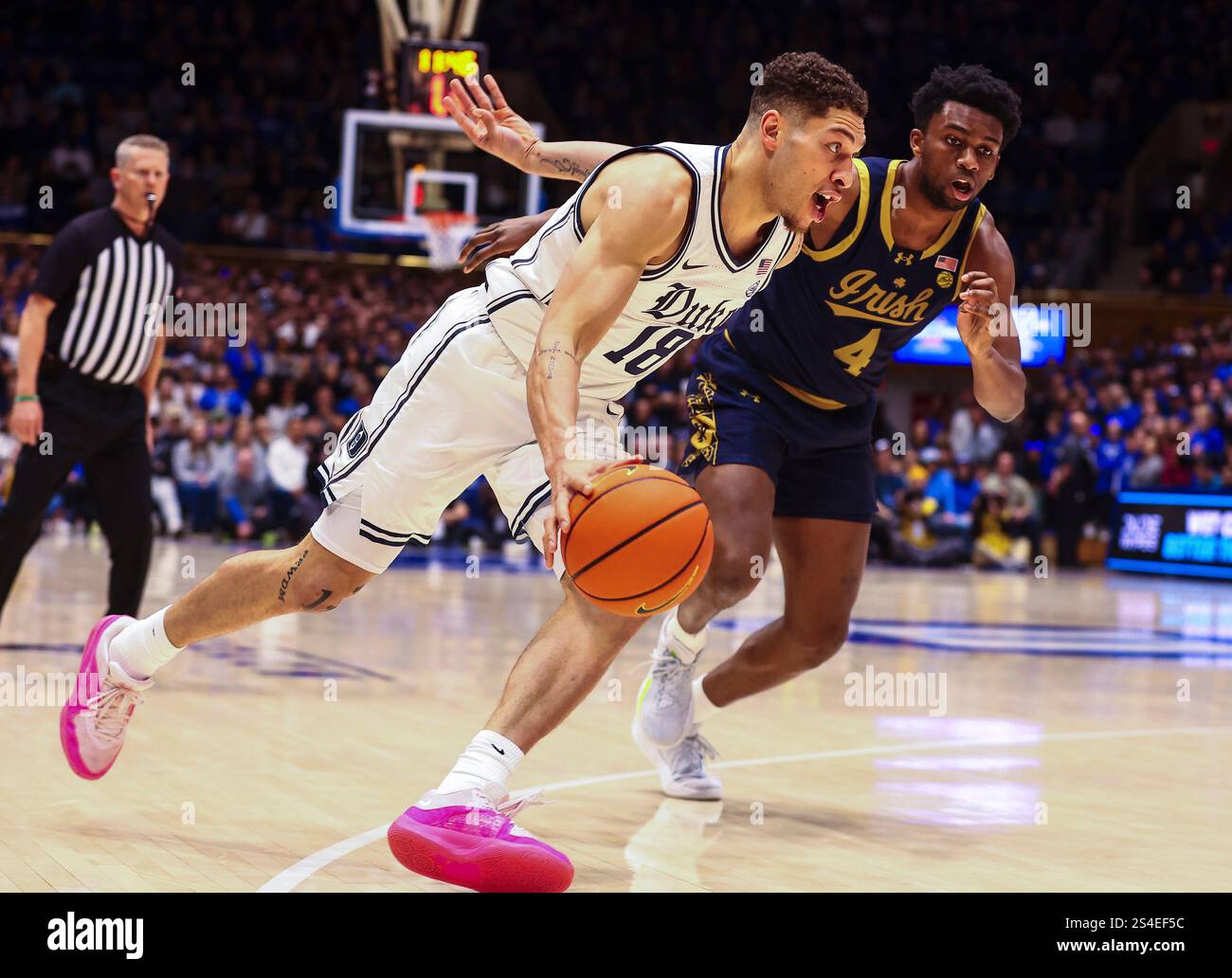 January 11, 2025: Duke forward Mason Gillis (18) drives to the basket ...